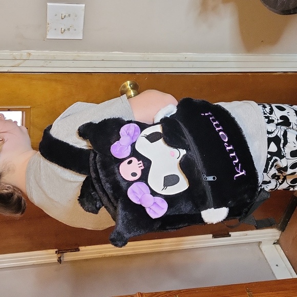 Sanrio | Bags | New Kuromi Sanrio Plush Backpack Black Purple Emo ...